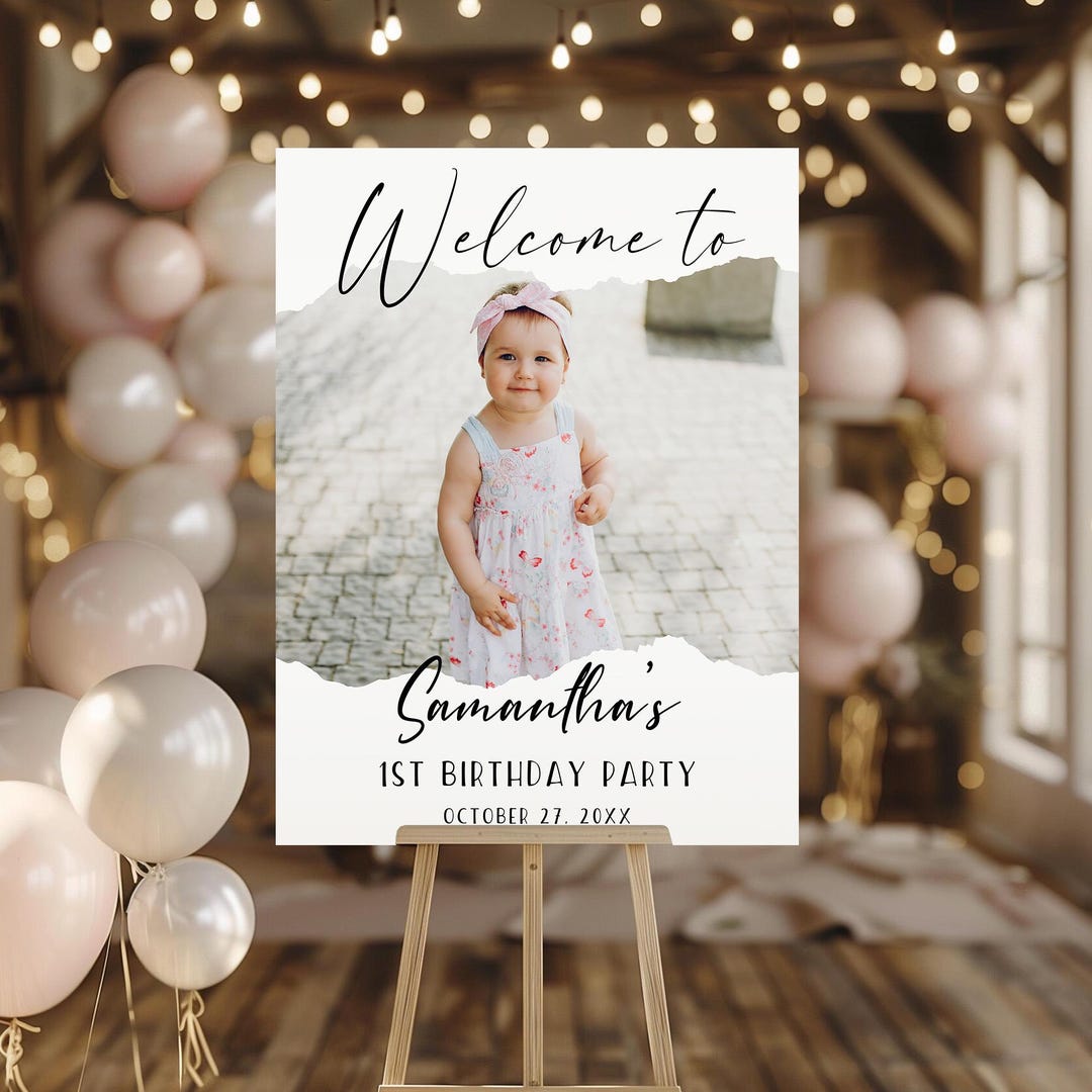 Birthday Party Welcome Sign With Photo | Editable Printable Poster ...