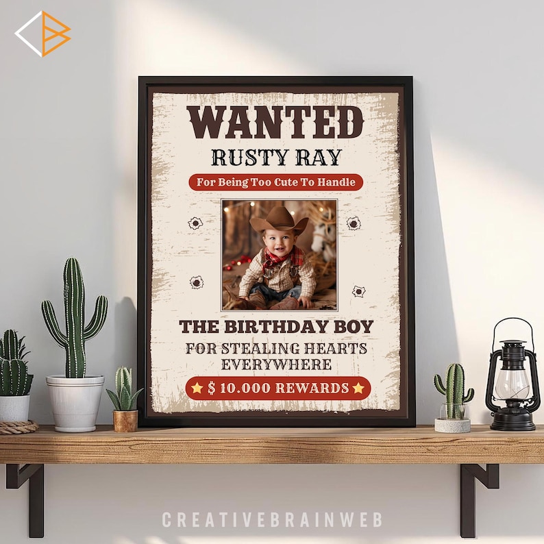 Wanted Poster Sign Cowboy Birthday Western Party Photo Editable ...