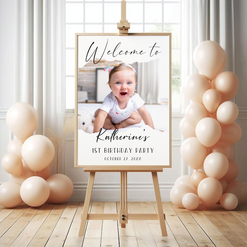 Birthday Party Welcome Sign With Photo | Editable Printable Poster ...