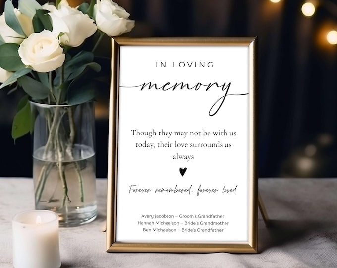 Minimalist in Loving Memory Sign Printable, Modern Forever in Our ...