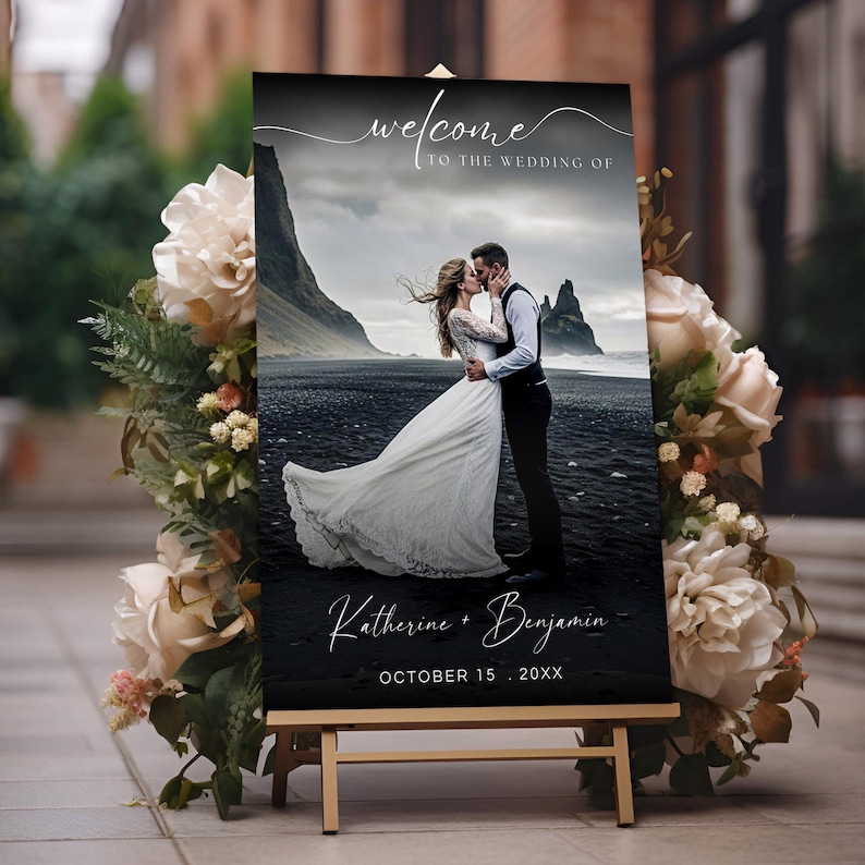 Wedding Welcome Sign Template, Photo Welcome Wedding Sign, Editable ...