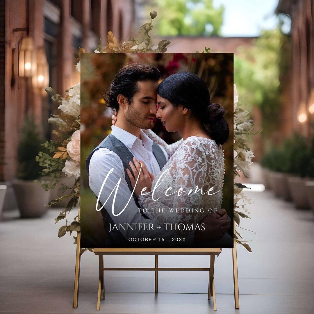 Editable Photo Wedding Welcome Sign | Modern Reception Welcome Poster ...