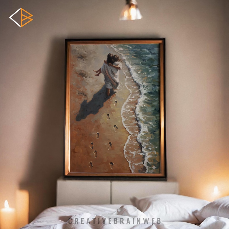 Jesus Walking on the Beach Art Print | He Carried Me Christian Wall ...
