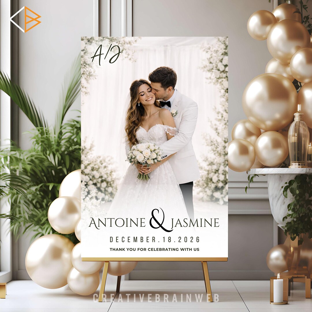 Wedding Photo Welcome Sign Template | Editable Canva Reception Poster ...