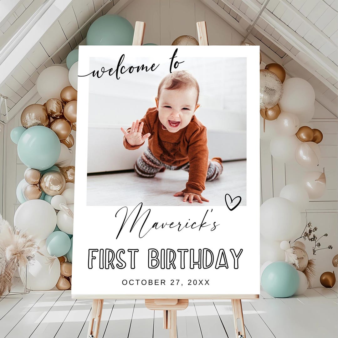 Personalized Photo Birthday Welcome Sign: Editable Party Poster ...
