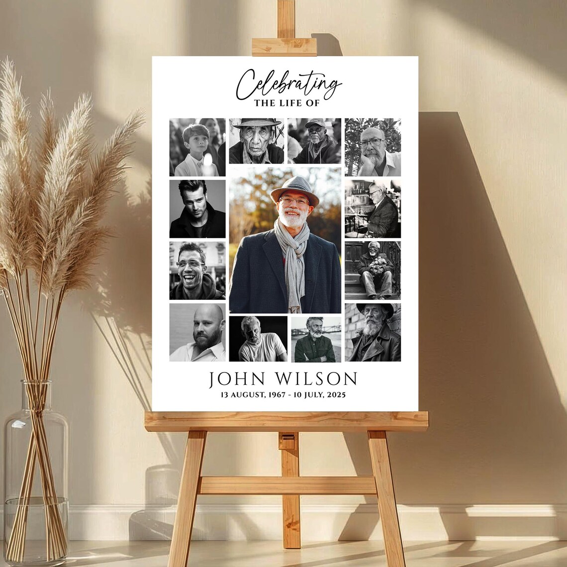 Editable Funeral Photo Collage Template | Memorial Poster and Welcome ...