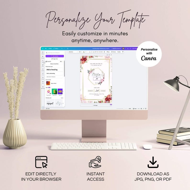 Indian Wedding Invitation – Floral Mandap Design, Editable Canva ...