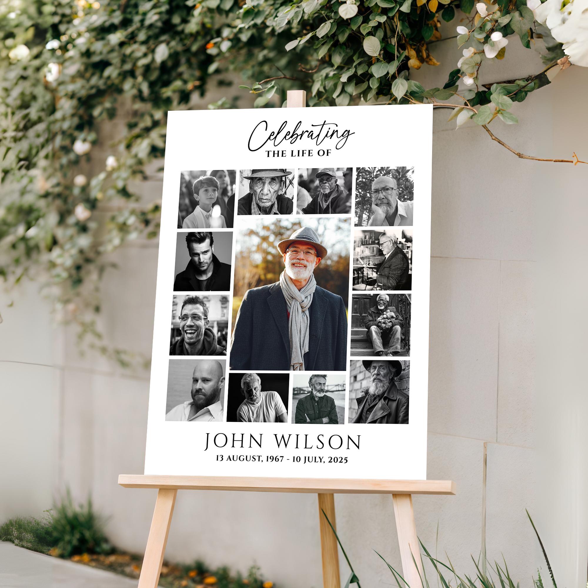 Editable Funeral Photo Collage Template | Memorial Poster and Welcome ...