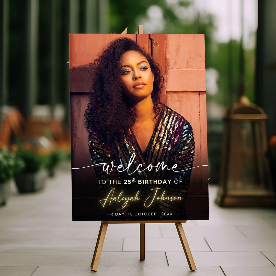 Editable Party Welcome Sign: Elegant Celebration Poster Template ...