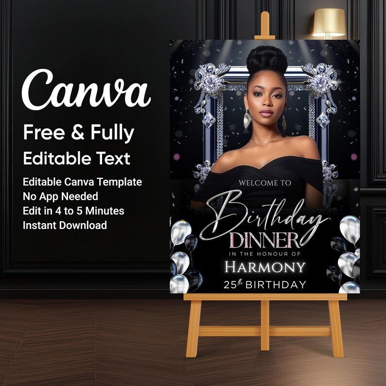 Editable Party Welcome Sign | Custom Celebration Poster Canva Template ...