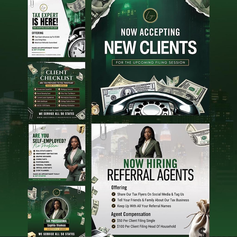 Tax Prep Flyer Bundle | Editable Tax Season Marketing Templates | Canva ...