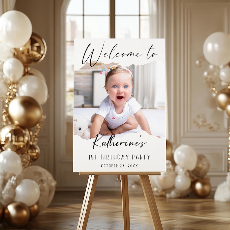 Birthday Party Welcome Sign With Photo | Editable Printable Poster ...