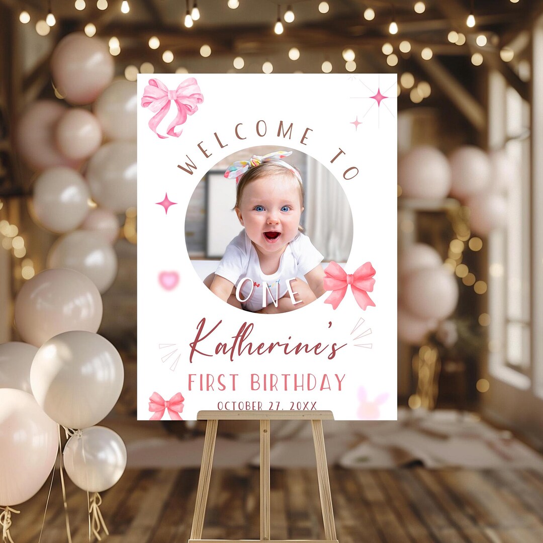 Editable Photo Birthday Welcome Sign | Printable First Birthday Poster ...