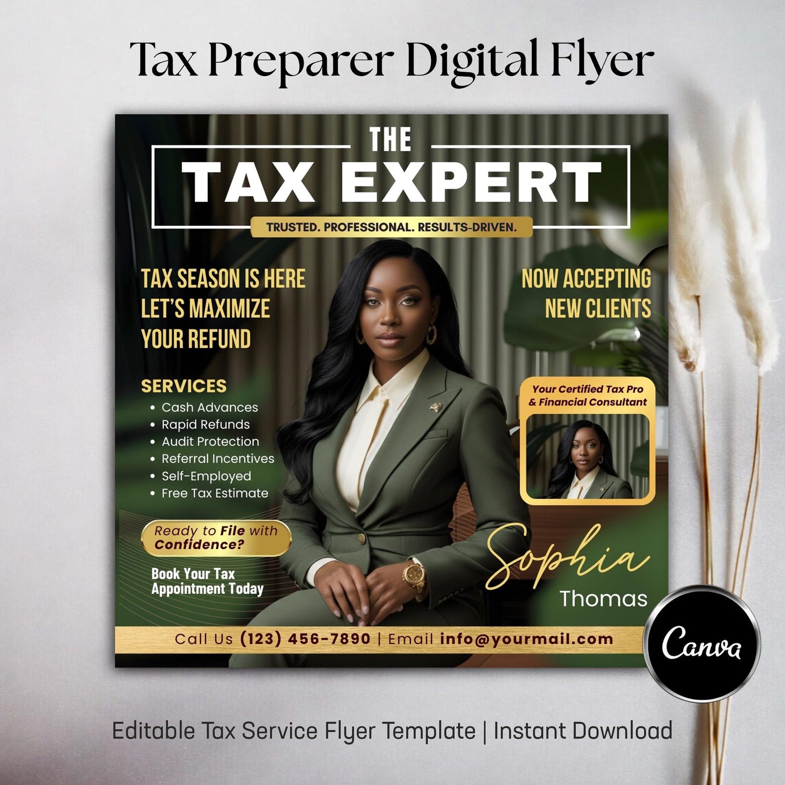 Editable Tax Prep Flyer Template | Luxury Income Tax Services Flyer ...