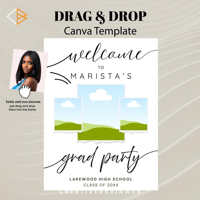 Graduation Welcome Sign Template Canva | Photo Grad Party Welcome ...