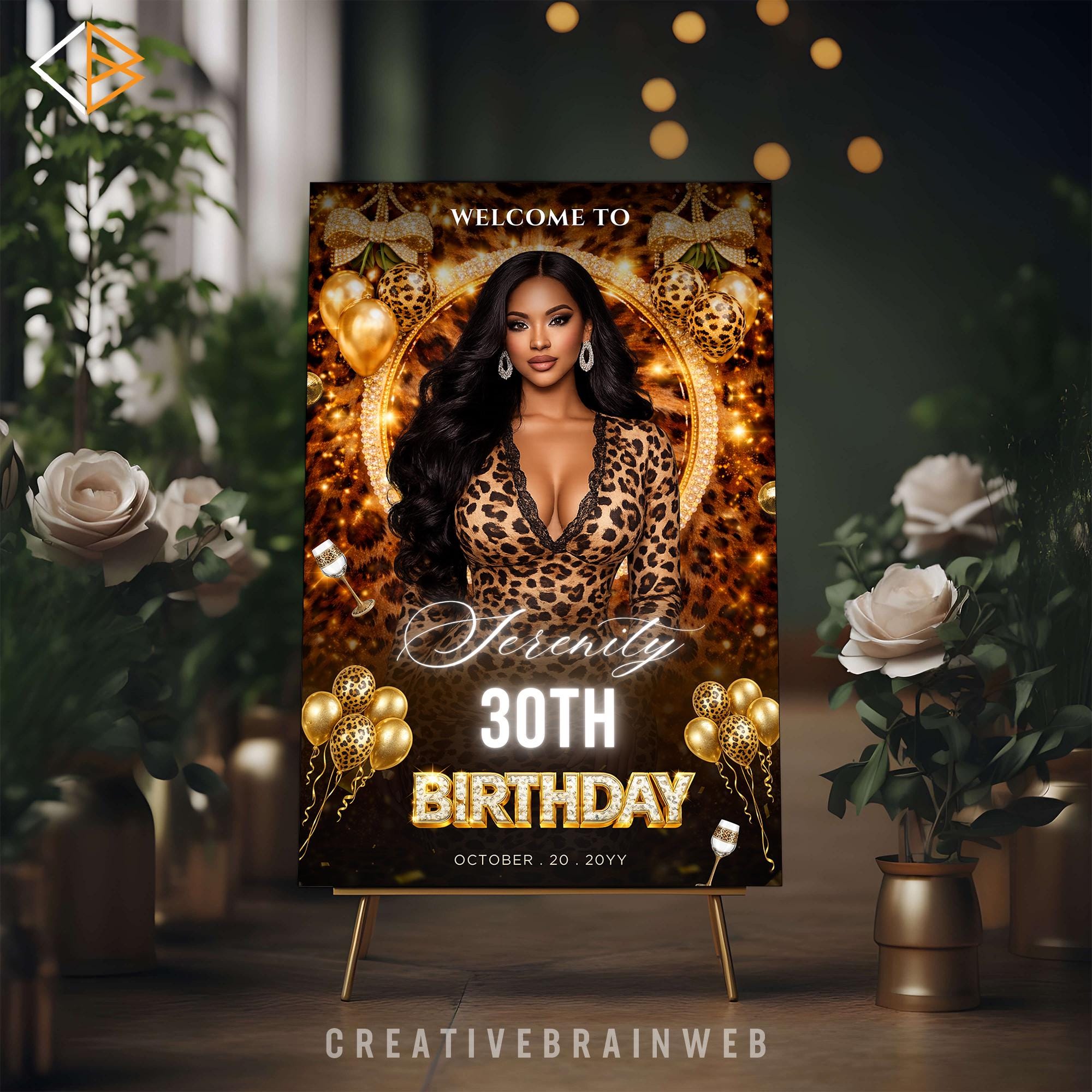 Cheetah Print Birthday Welcome Sign | Editable Leopard Cherry Party ...