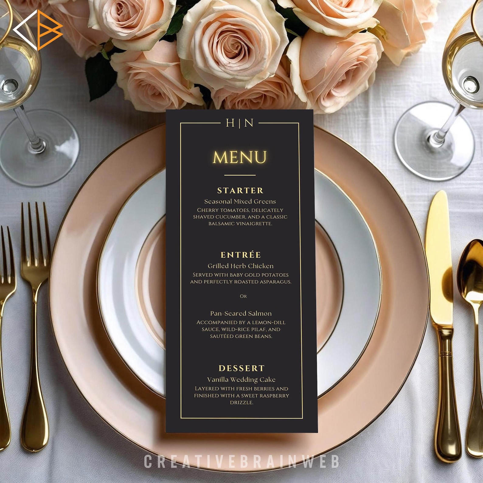 Custom Monogram Wedding Menu Template | Minimalist Printable Menu Card ...
