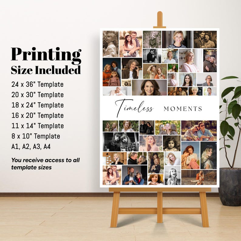 100th Birthday Photo Collage Welcome Sign: Editable Canva Template ...
