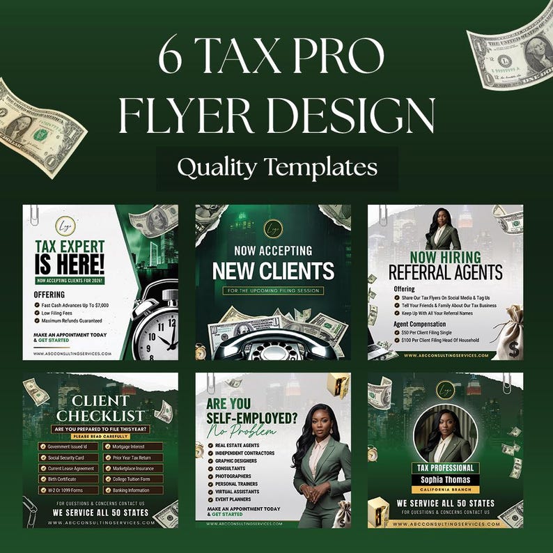 Tax Prep Flyer Bundle | Editable Tax Season Marketing Templates | Canva ...