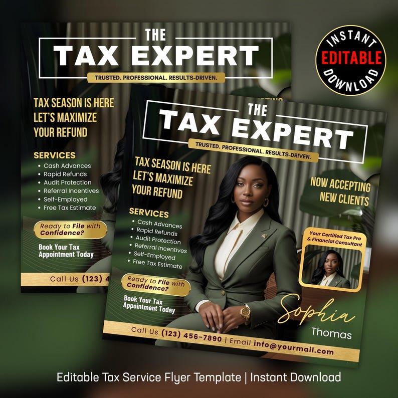 Editable Tax Prep Flyer Template | Luxury Income Tax Services Flyer ...