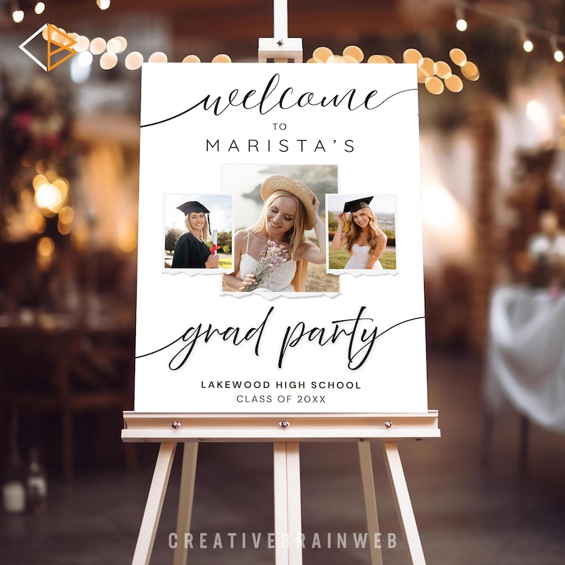 Graduation Welcome Sign Template Canva | Photo Grad Party Welcome ...