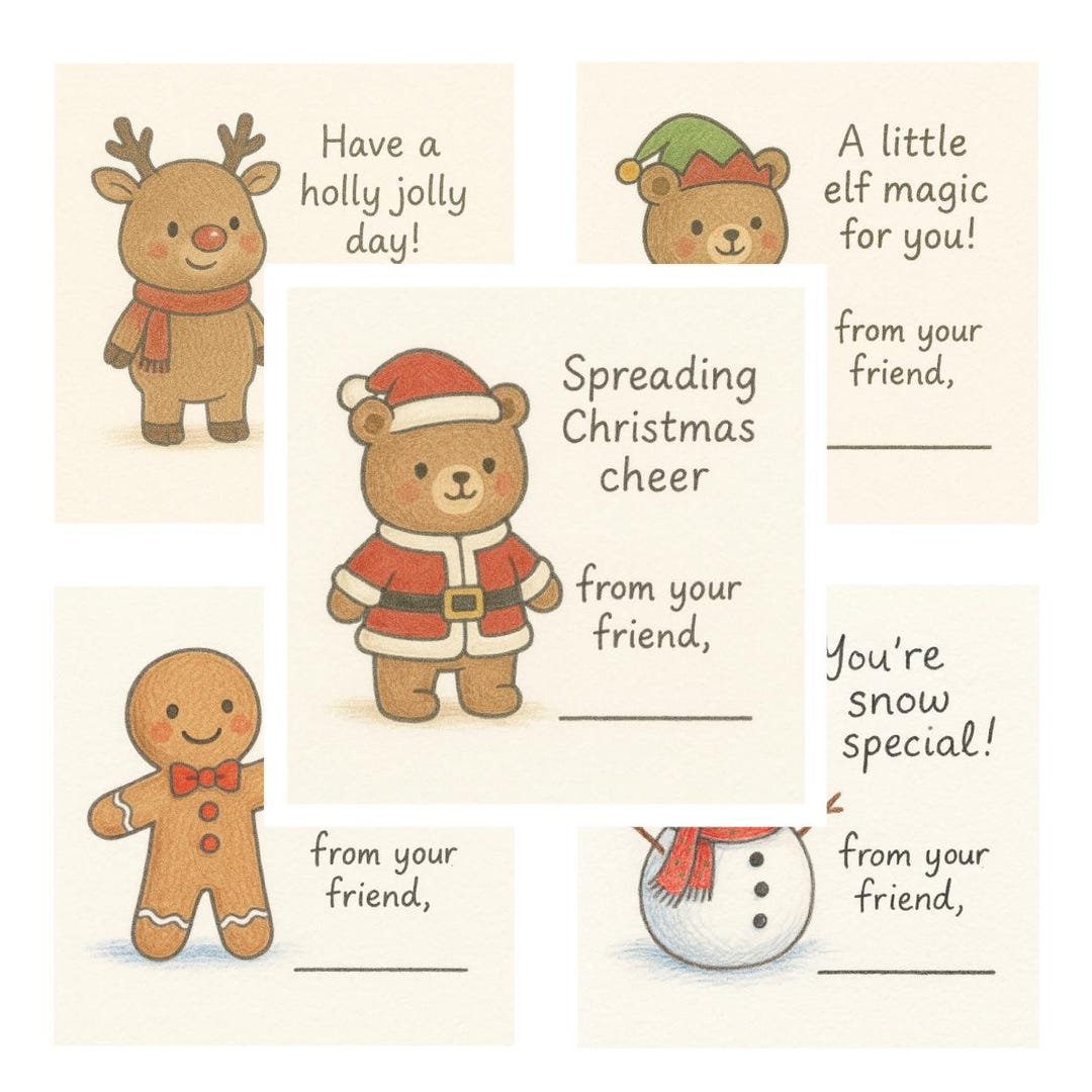 Christmas Gift Tags: Santa, Reindeer, Elf, Gingerbread Man, Snowman ...