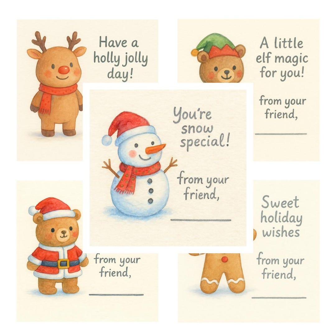 Christmas Gift Tags: Santa, Reindeer, Elf, Gingerbread Man, Snowman ...