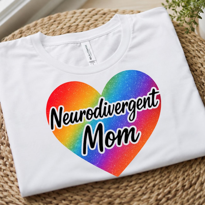 Neurodivergent Mom Rainbow Glitter Heart PNG, ADHD Mama SVG (digital ...