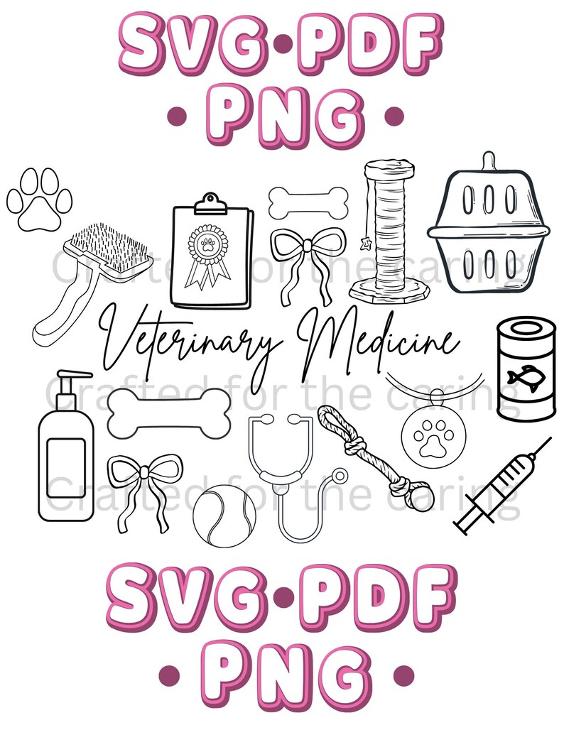 Veterinary Medicine Doodle SVG and PNG | Vet Tech Clipart | Pet Icons ...