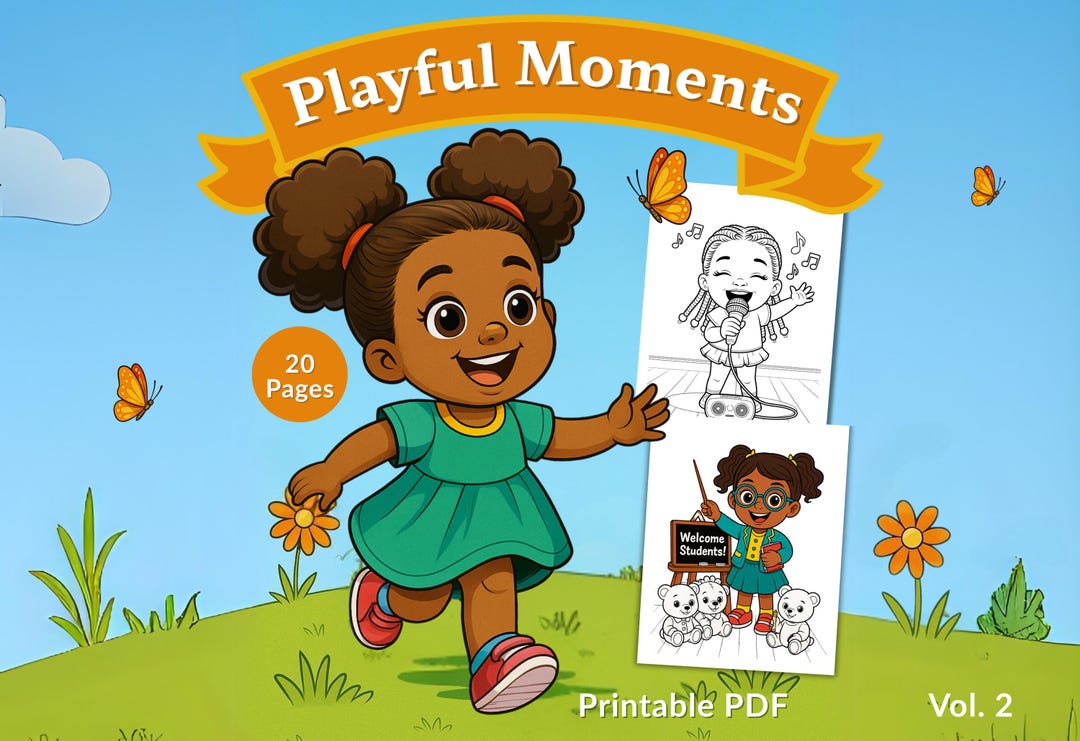 Black Girl Coloring Pages: Afro Puffs & Braids (PDF Download) - Etsy UK