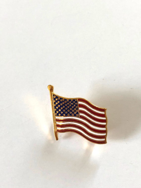 STERLING SILVER American Flag Pin Brooch With Enamel Gold - Etsy