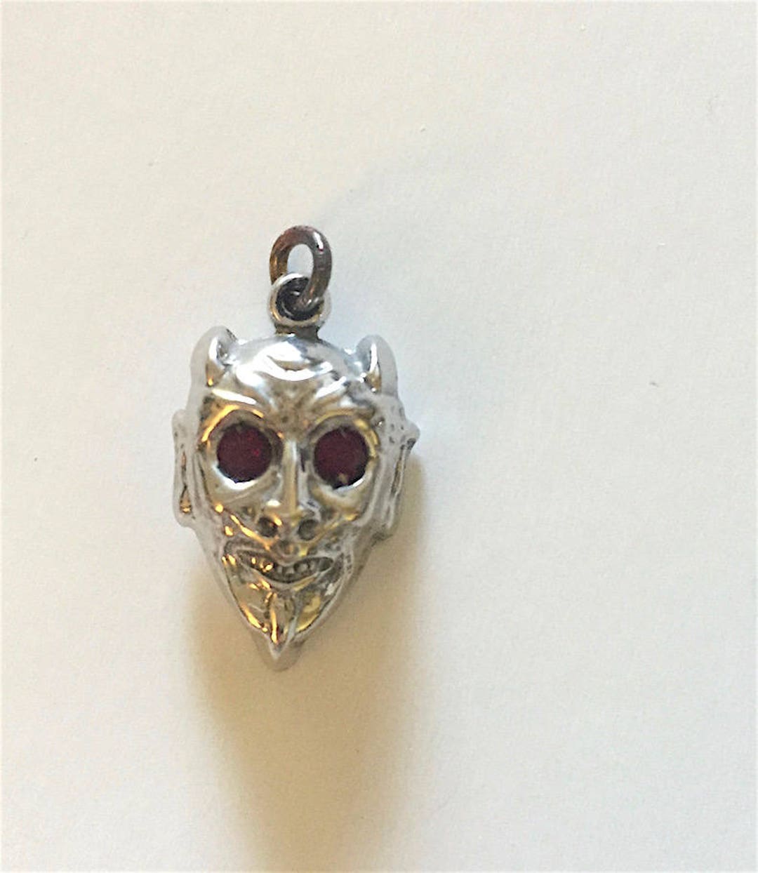Sterling Silver DEVIL Charm With RED Eyes, Halloween, NOS Jewelry ...