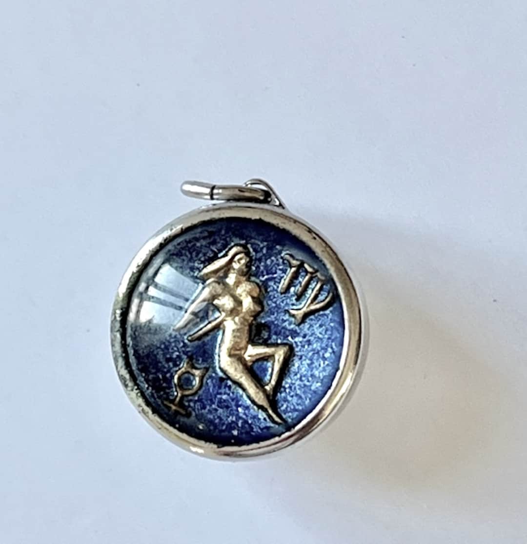 Sterling Silver Virgo Charm, 3D Bubble Enamel Charm, Vintage, Astrology ...