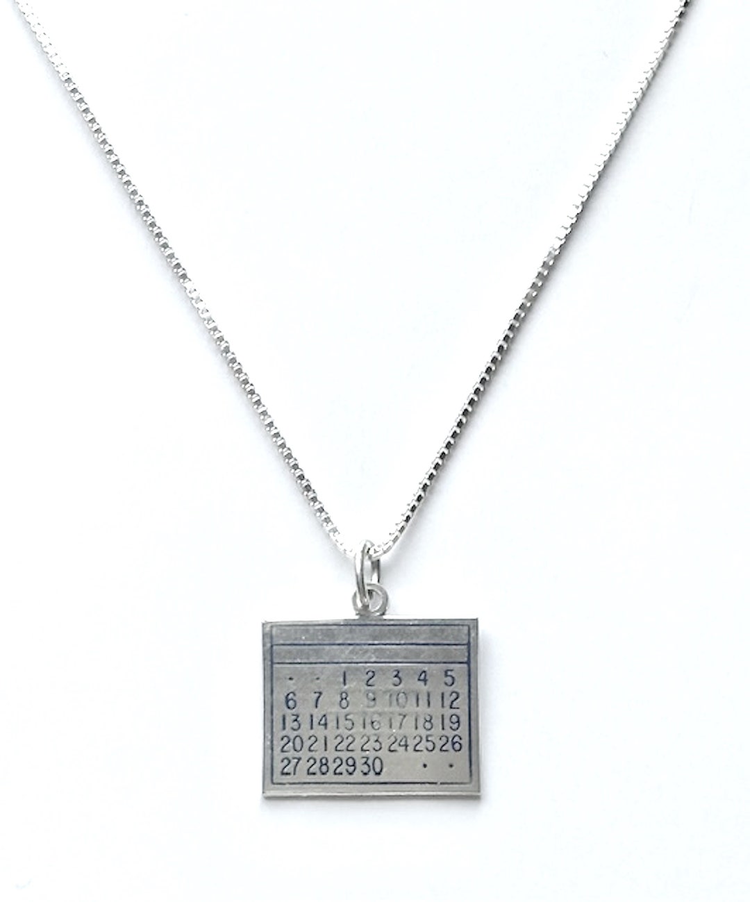 Sterling Silver Calendar Charm Necklace, Vintage Charm With Enamel ...