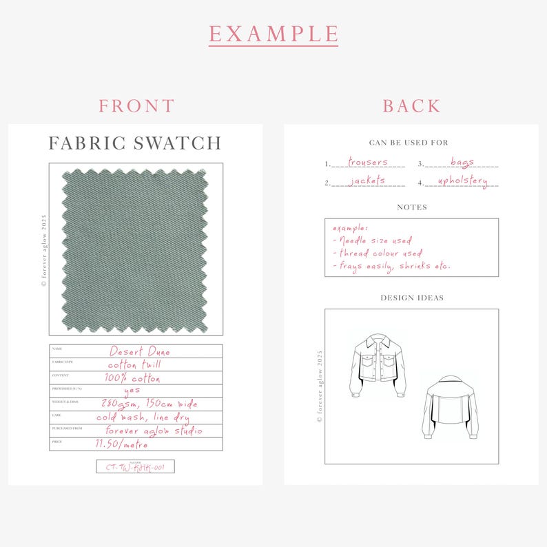 A4 Fabric Sample Organiser for Sewing Projects - Etsy