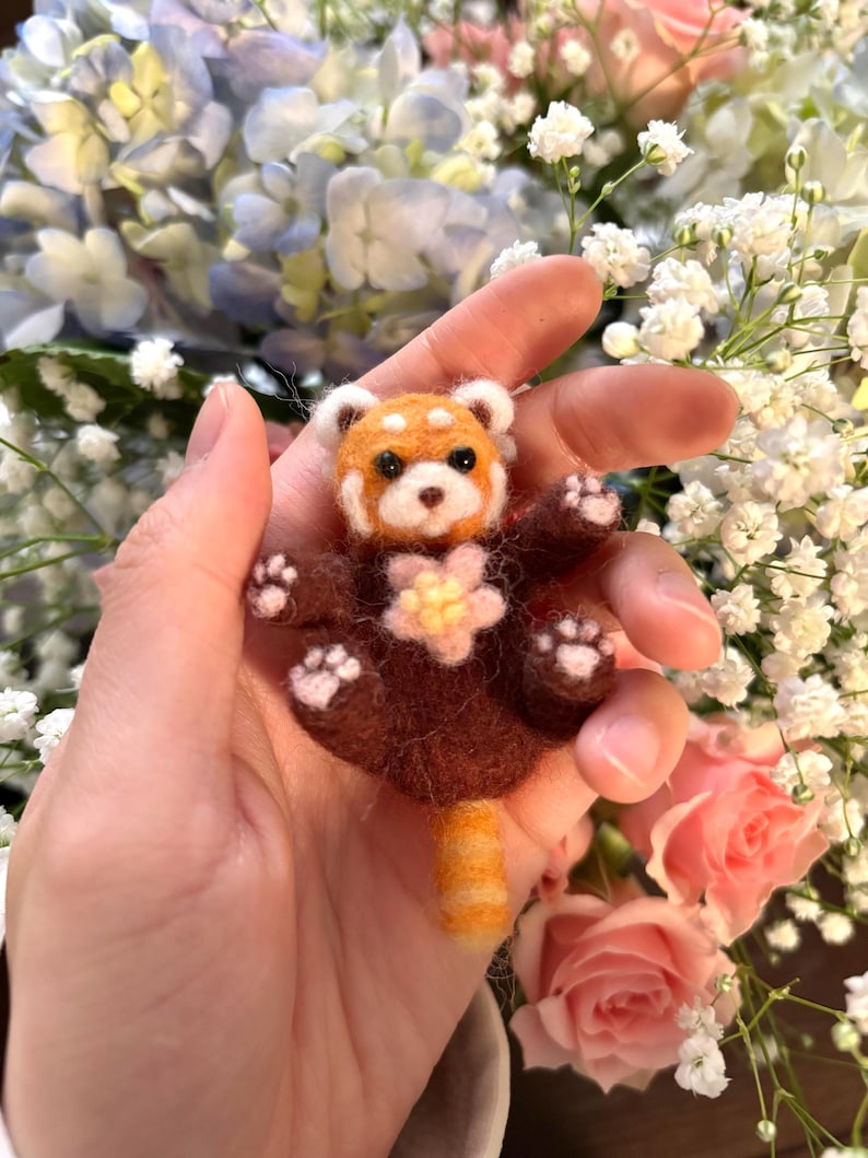 Red Panda- Handmade Needle Felted Car Charm | Sculpture | Keychain ...