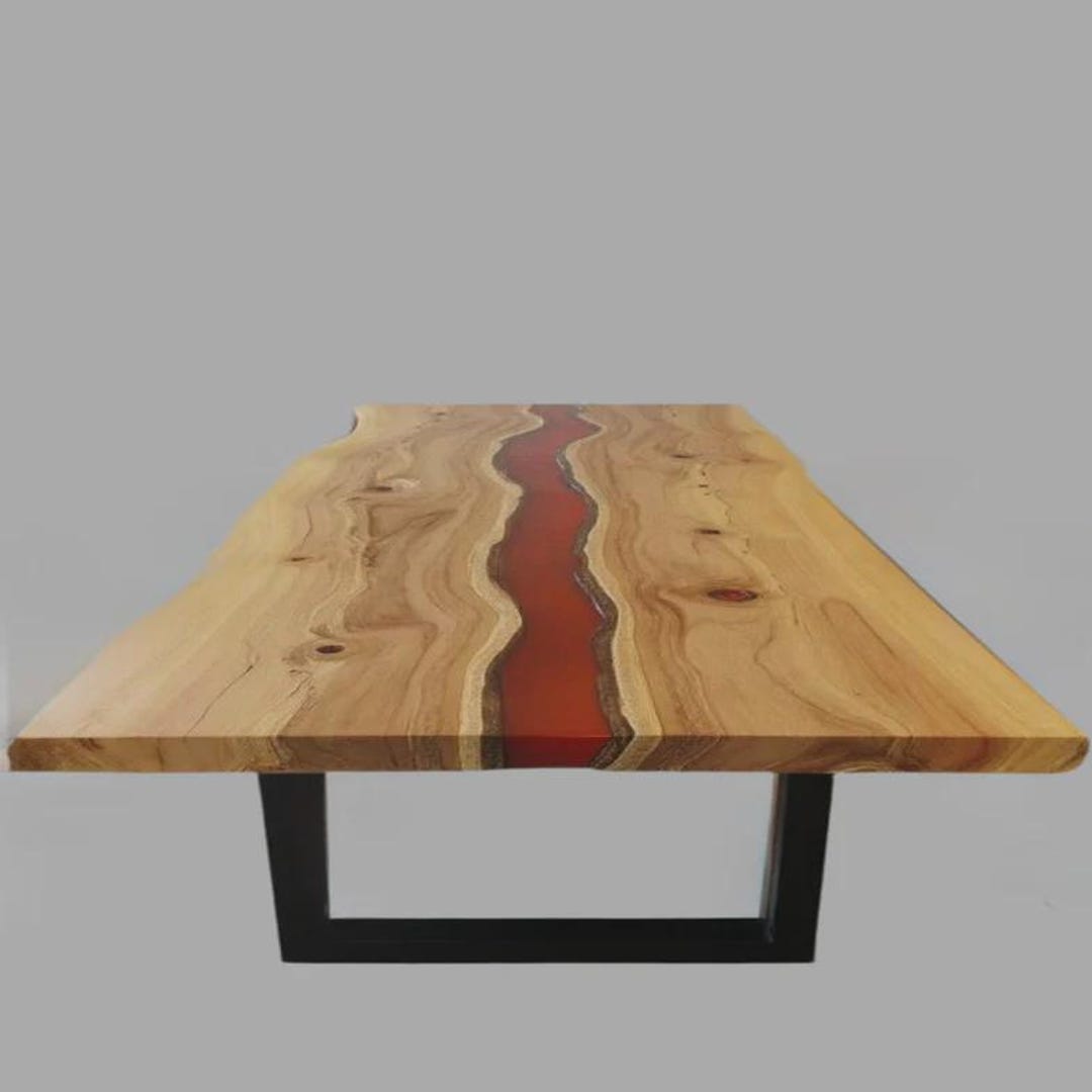 Handmade Acacia Wood Red Epoxy Rectangular Table Top | Live Edge ...