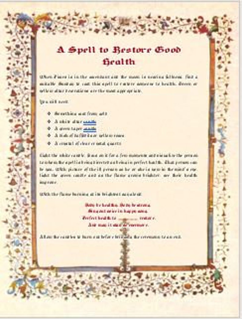 A Spell to Restore Good Health Witchcraft Incantation Health Addiction ...