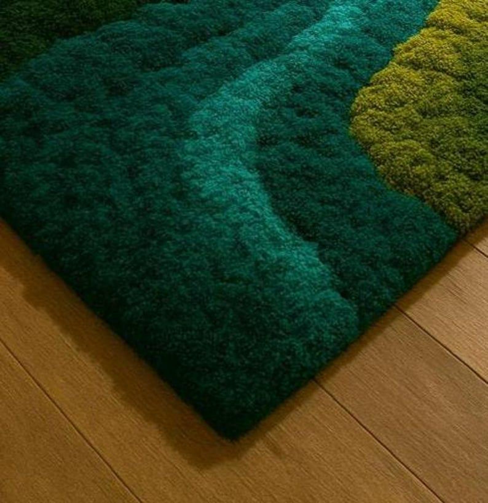 Hand-tufted Wool Moss Rug, Aerial Forest River Design - Etsy