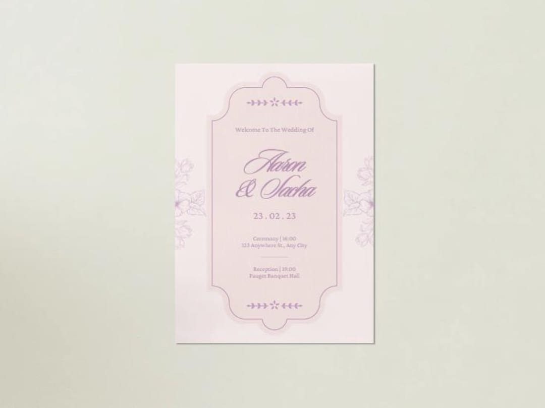 Purple Lilac Wedding Invitation Card Template Template Kad Kahwin UNGGU ...