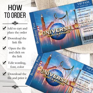 Editable Universal Surprise Ticket, Universal Reveal Souvenir ...