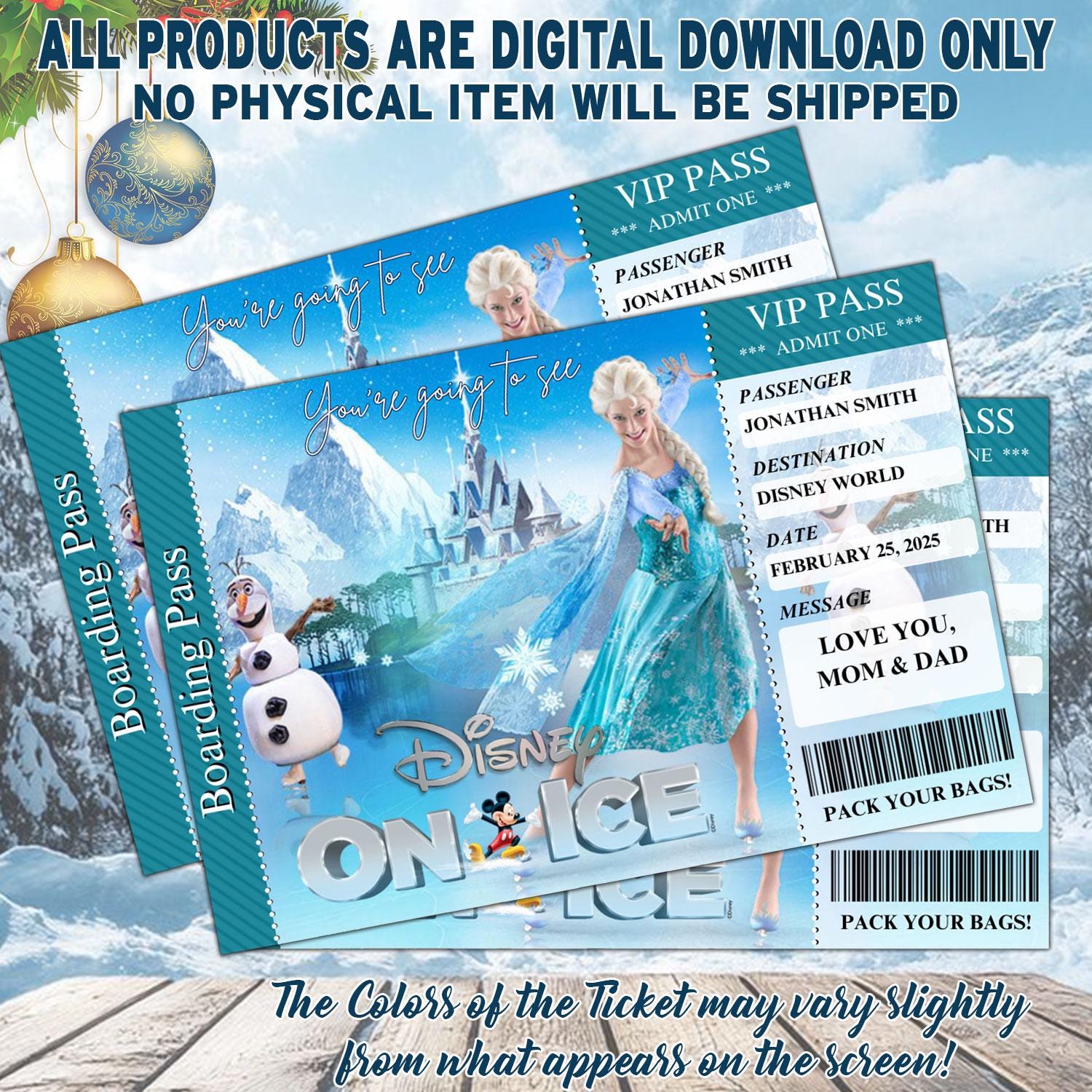 Editable Disney on Ice Surprise Ticket, Disney on Ice Reveal, Princess ...
