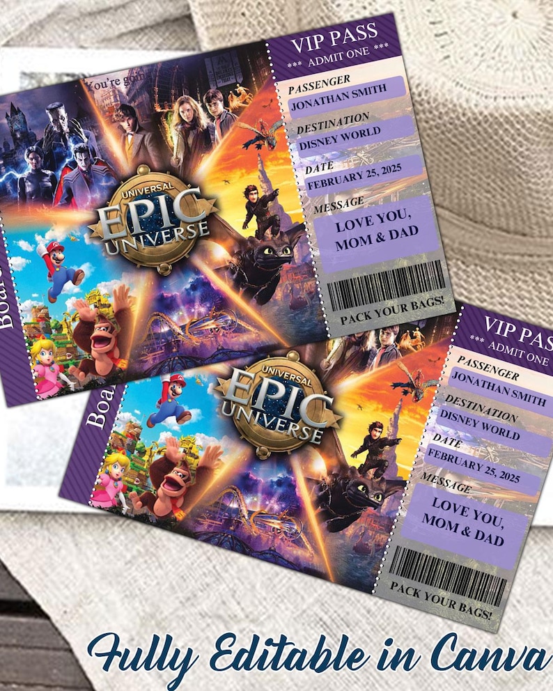 Printable UNIVERSAL EPIC PARK Surprise Trip, Gift, Surprise Trip to ...