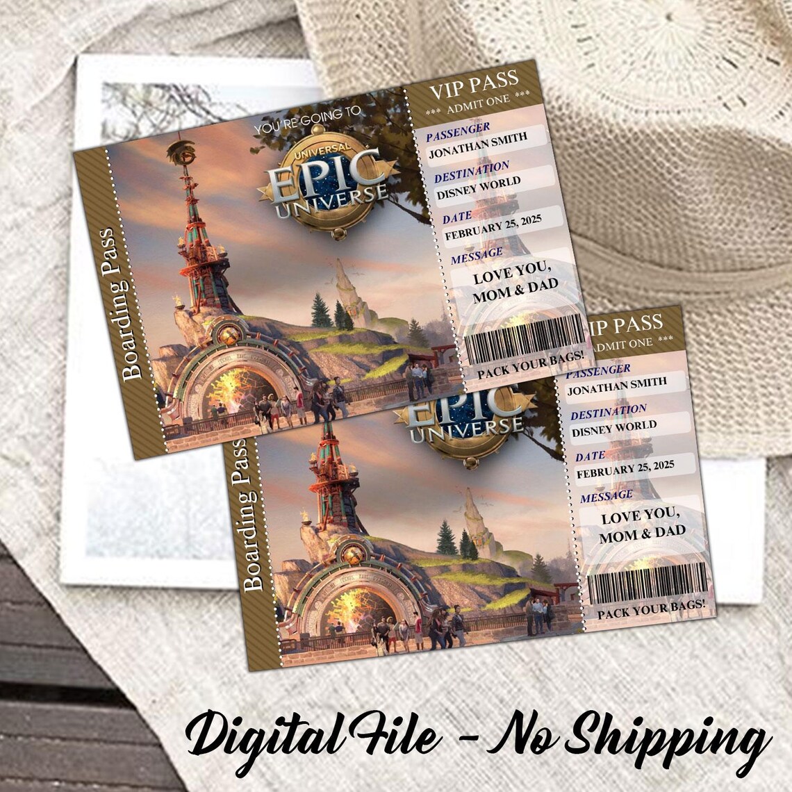 Editable Universal Epic Universe Surprise Ticket, Universal Reveal ...