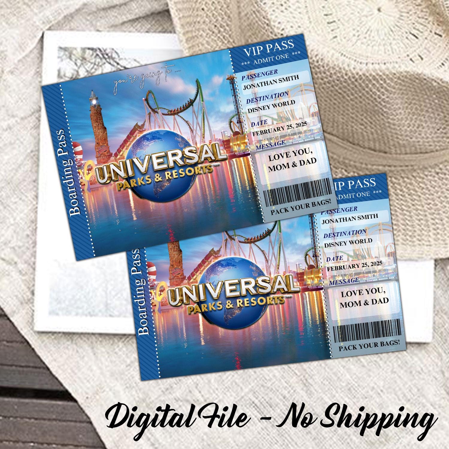 Editable Universal Surprise Ticket, Universal Reveal Souvenir ...