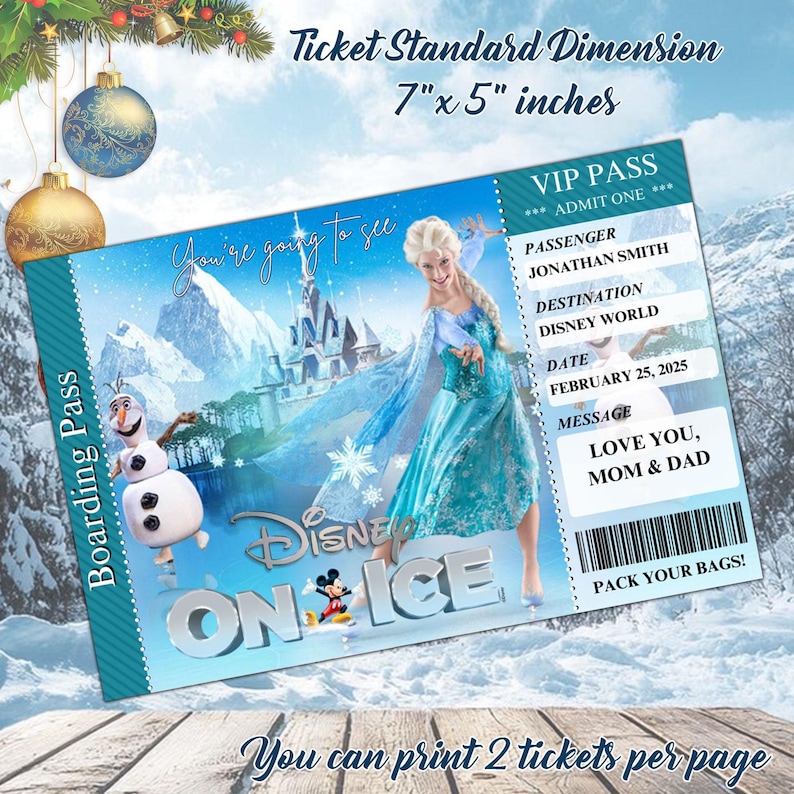 Editable Disney on Ice Surprise Ticket, Disney on Ice Reveal, Princess ...