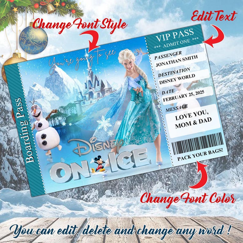 Editable Disney on Ice Surprise Ticket, Disney on Ice Reveal, Princess ...