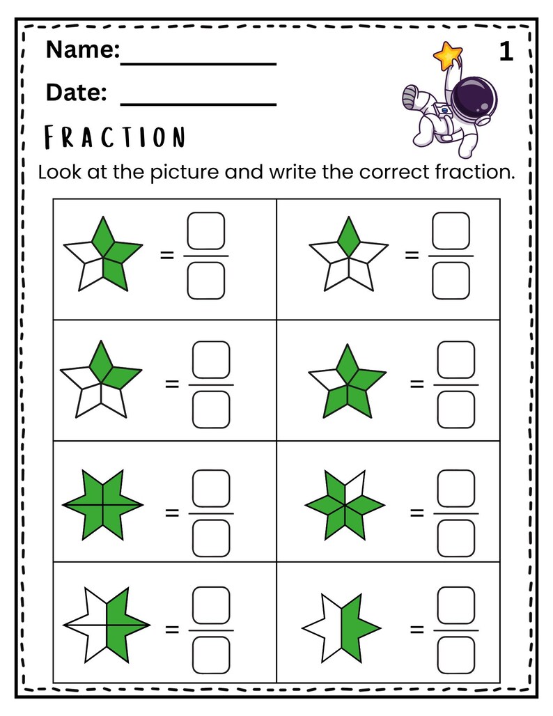 Space Fractions & Decimals Worksheets | Number Lines, Tenths/hundredths ...