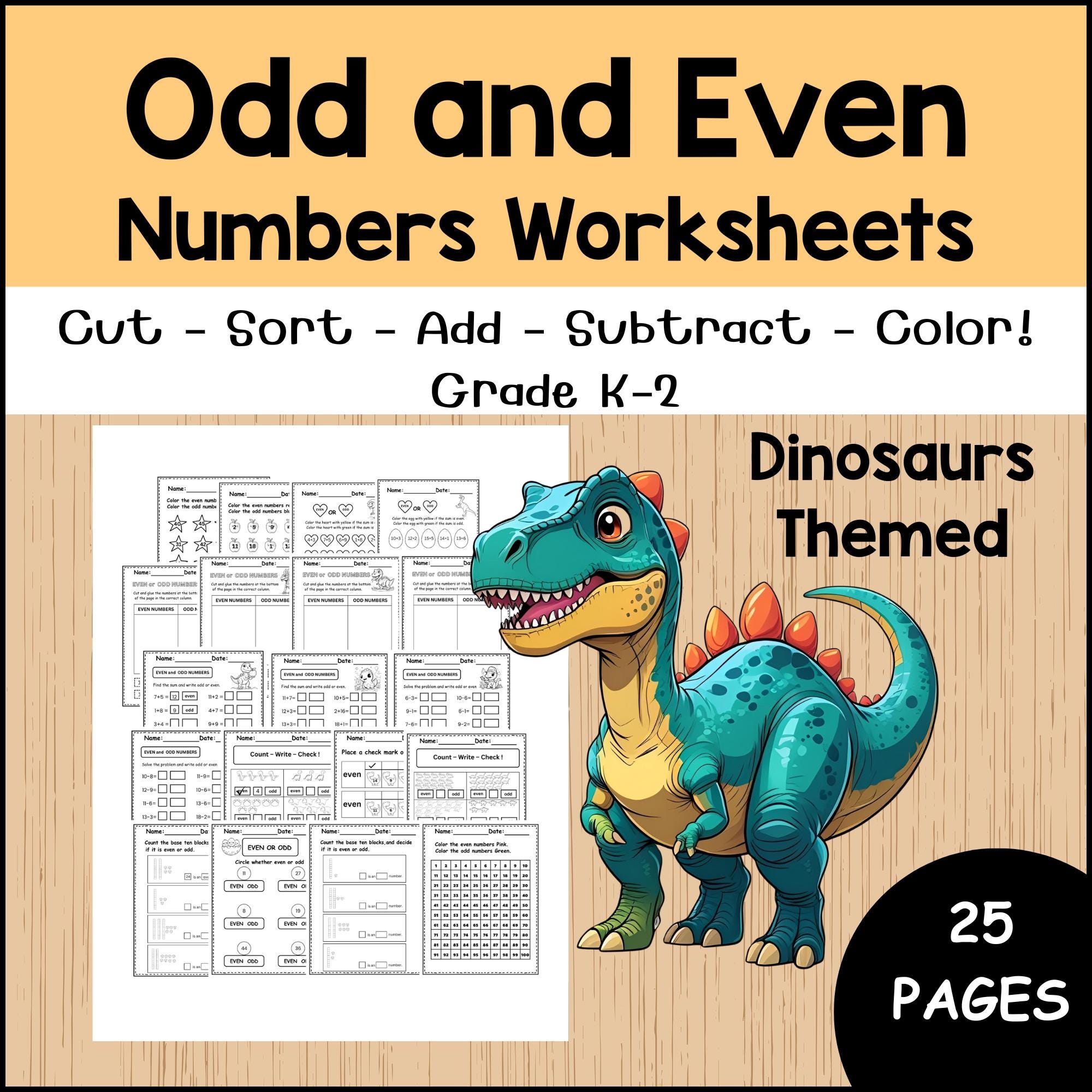 Odd and Even Numbers Activities Grade K-2- No Prep Practice Worksheets ...