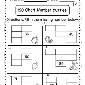 120 Chart Missing Numbers Worksheets|fruit-themed Hundreds Chart ...